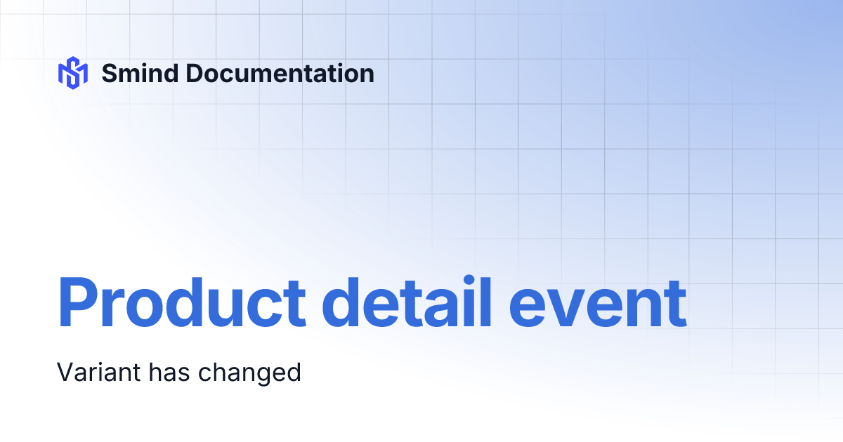 Product detail event | Smind Documentation