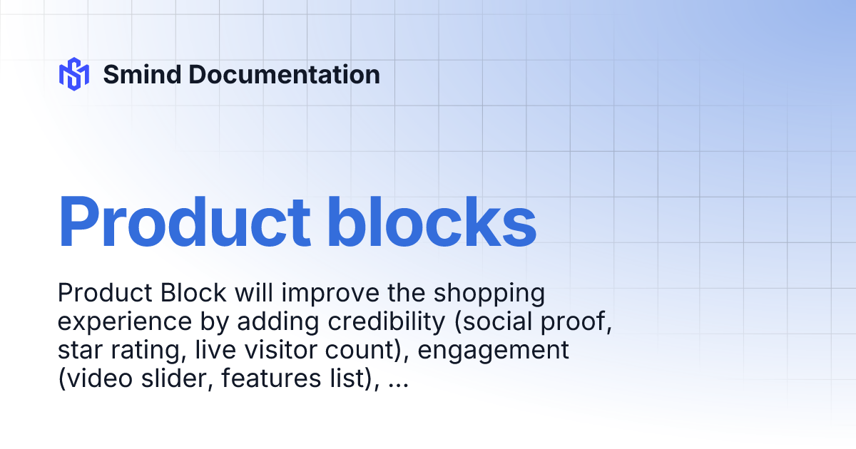 Product blocks | Smind Documentation